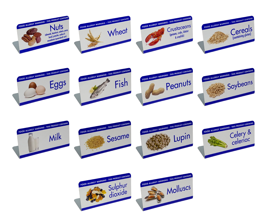 Pictured Allergy Buffet Tent Notices - Food Safety Signs