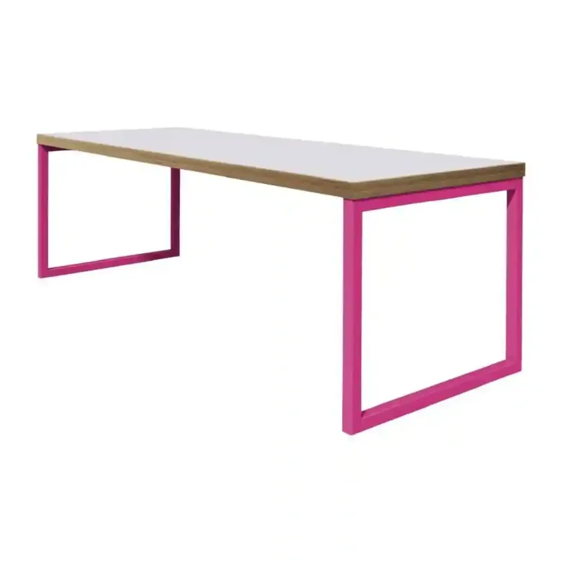 Bolero Dining Table White with Pink Frame 4ft by Bolero-DM656