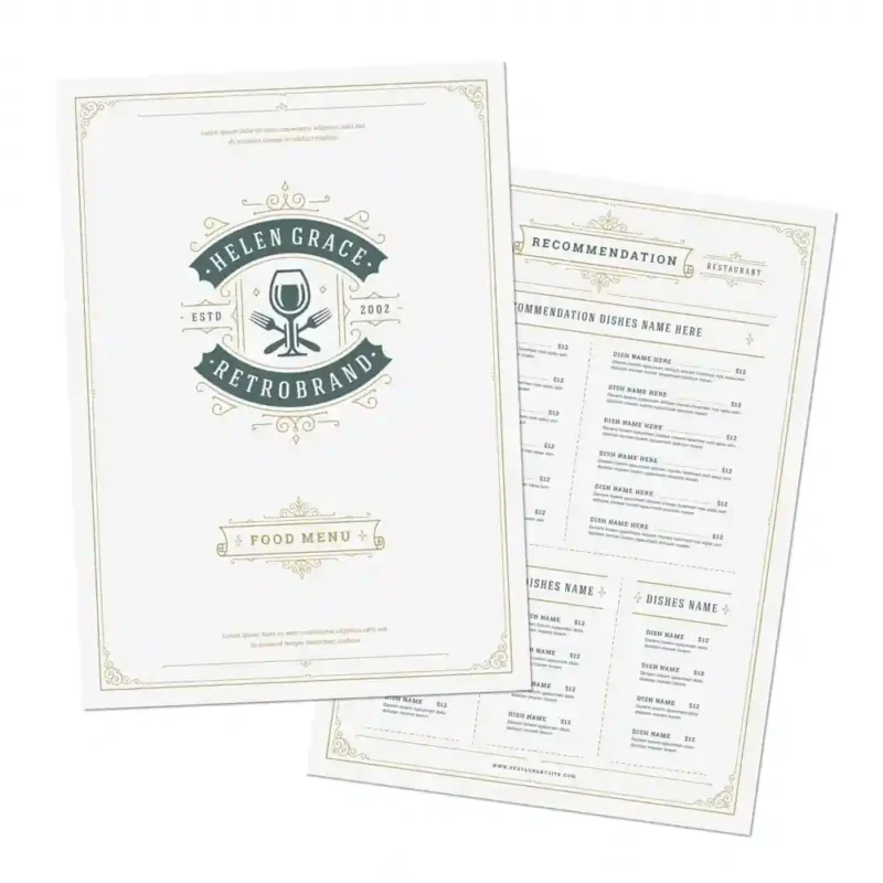 Printed Menus