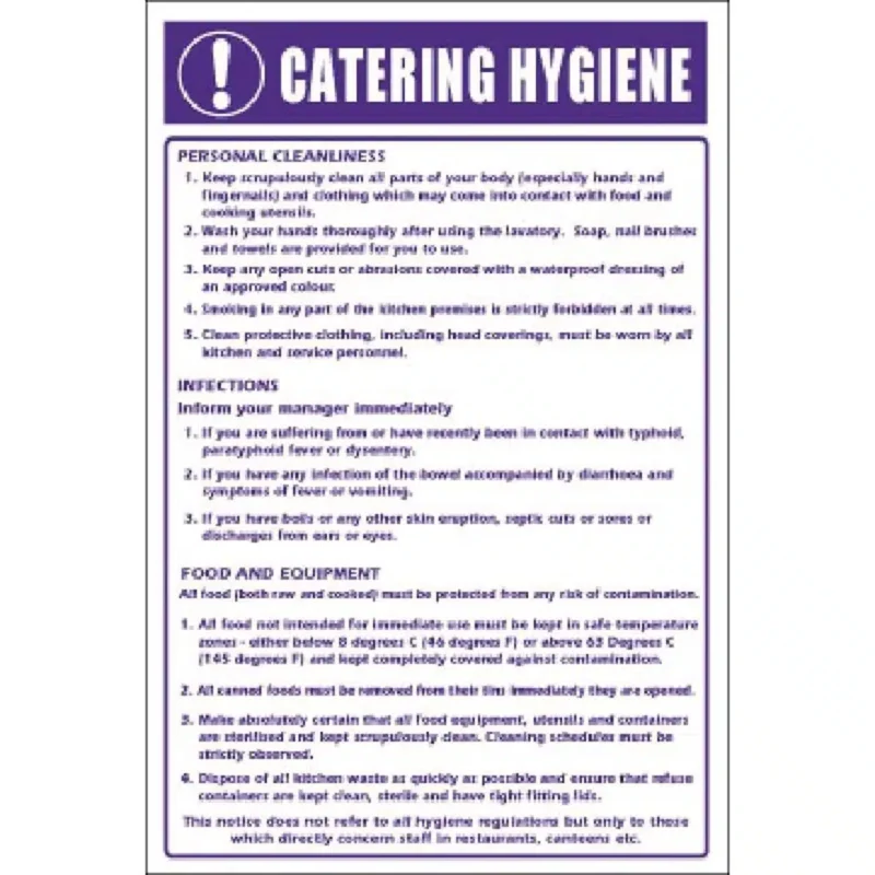 Catering Hygiene Guidelines Sign by Non Branded-W361