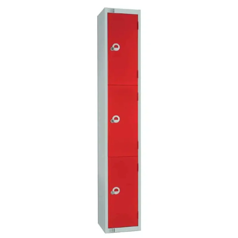 Elite Three Door Padlock Locker with Sloping Top Red by Elite Lockers ...
